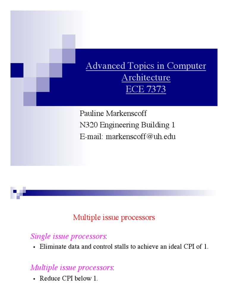 Advanced Topics in Computer Architecture ECE 7373 | PDF | Instruction Set | Central Processing Unit