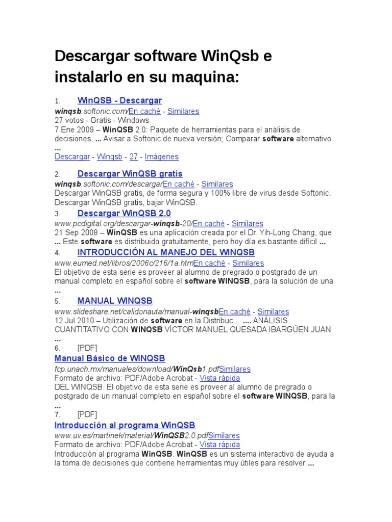 Descargar Software WinQsb e Instalarlo en Su Maquina2 | PDF ...
