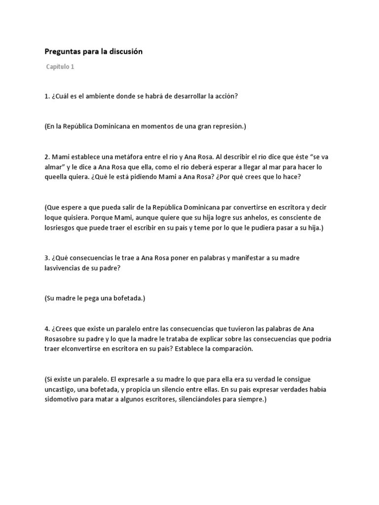 Preguntas para La Discusión (El Color de Mis Palabras) | PDF | Bailes ...