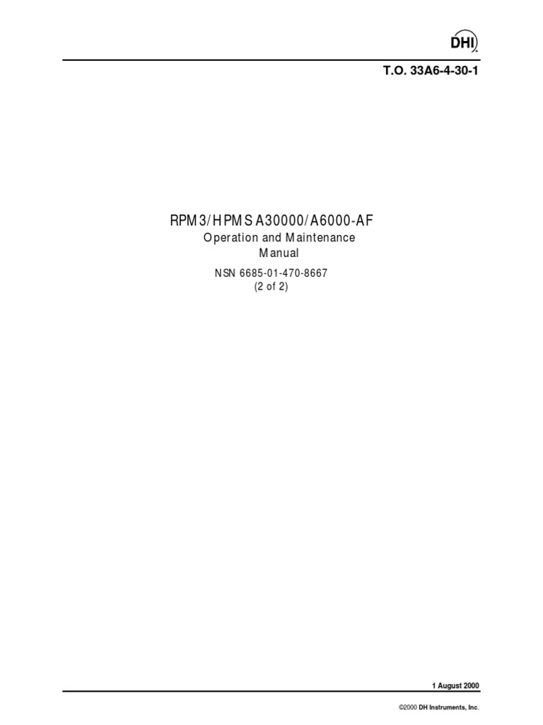 RPM3/HPMS A30000/A6000-AF: Operation and Maintenance Manual | PDF ...