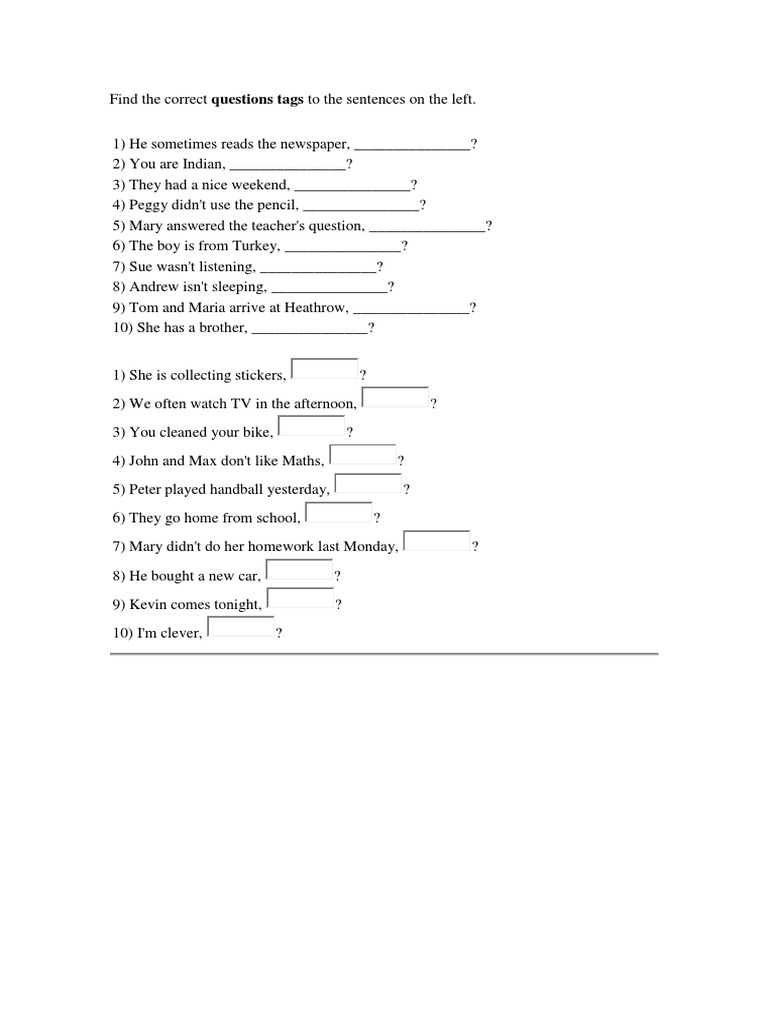 Question Tag Practice Guide | PDF | Language Arts & Discipline
