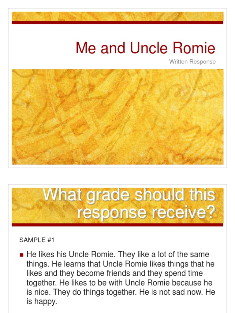 Grading Responses for "Me and Uncle Romie" | PDF | Language Arts ...