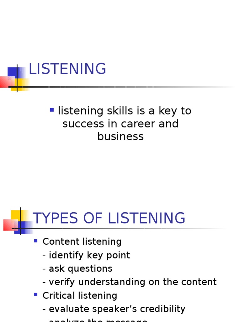 Listening: Listening Skills Is A Key To Success in Career and Business ...