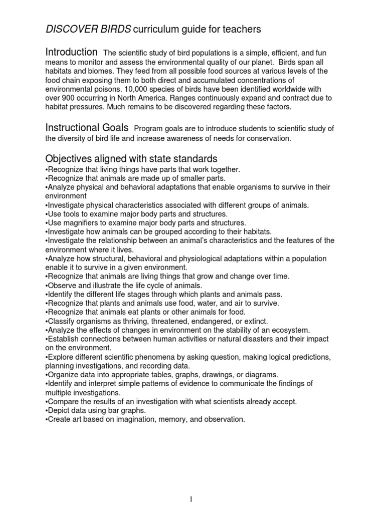 Discover Birds Curriculum Guide | Download Free PDF | Bald Eagle | Birds