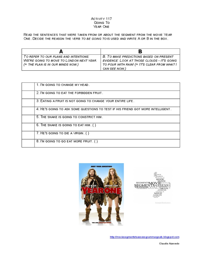 Year One Movie Grammar Activity | PDF
