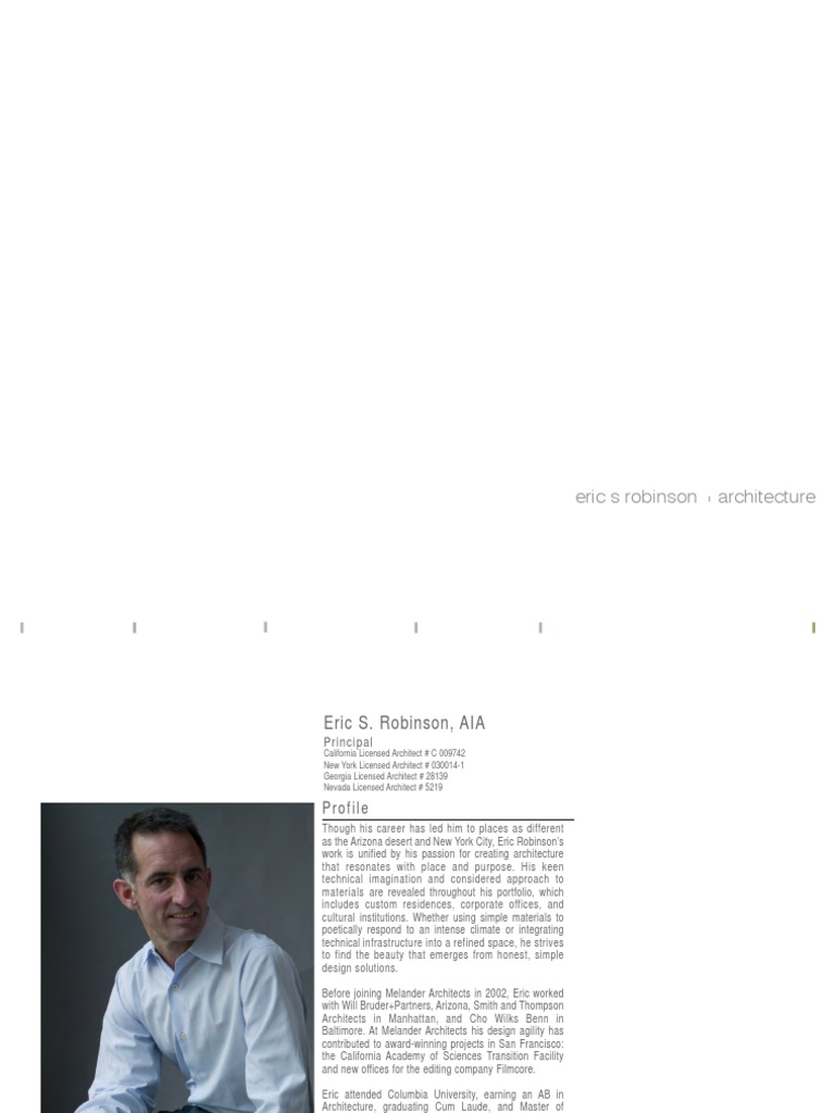 Eric S. Robinson: Award-Winning Architect | PDF