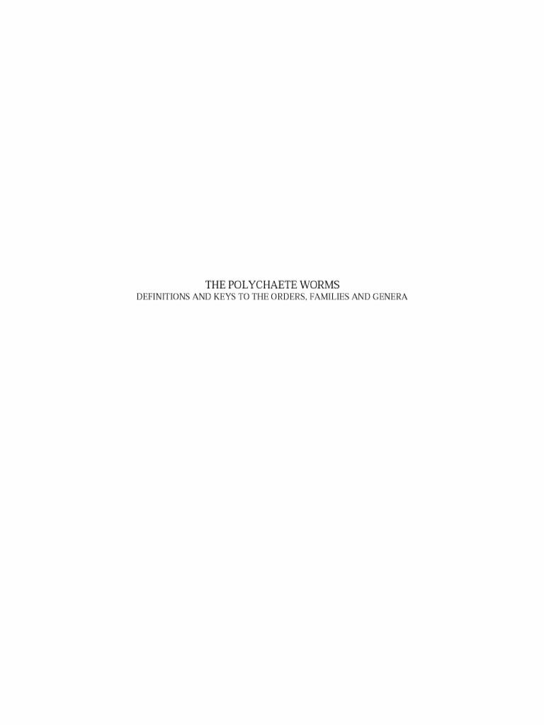 Polychaete Worms: Taxonomy Guide | PDF | Anatomical Terms Of Location ...
