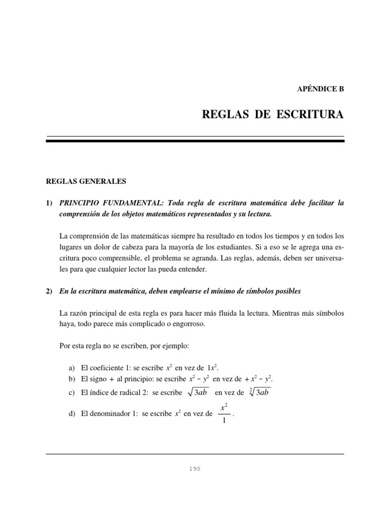 Reglas para Escritura Matemática | PDF | Fracción (Matemáticas ...