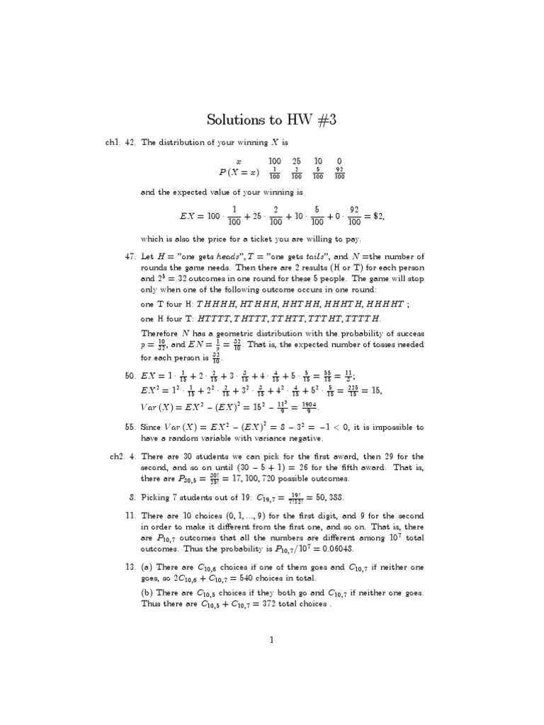 Solutions for Homework #3 in Statistics | PDF | Teaching Methods ...