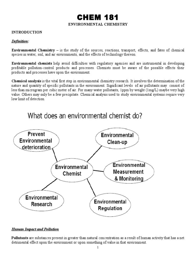 CHEM 181: An Introduction To Environmental Chemistry | PDF ...