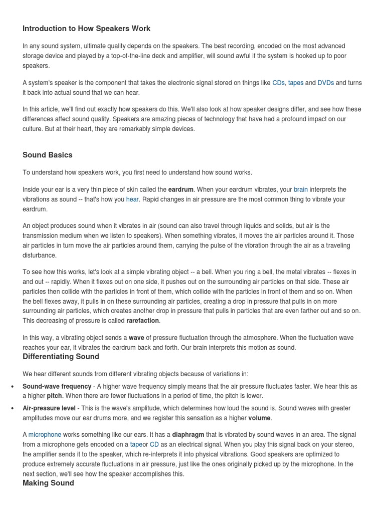 How Speakers Work | PDF | Loudspeaker | Sound