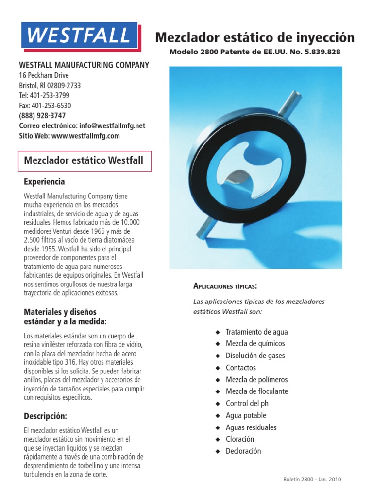 Mezclador Estático de Inyección 2800 | PDF | Acero | Agua