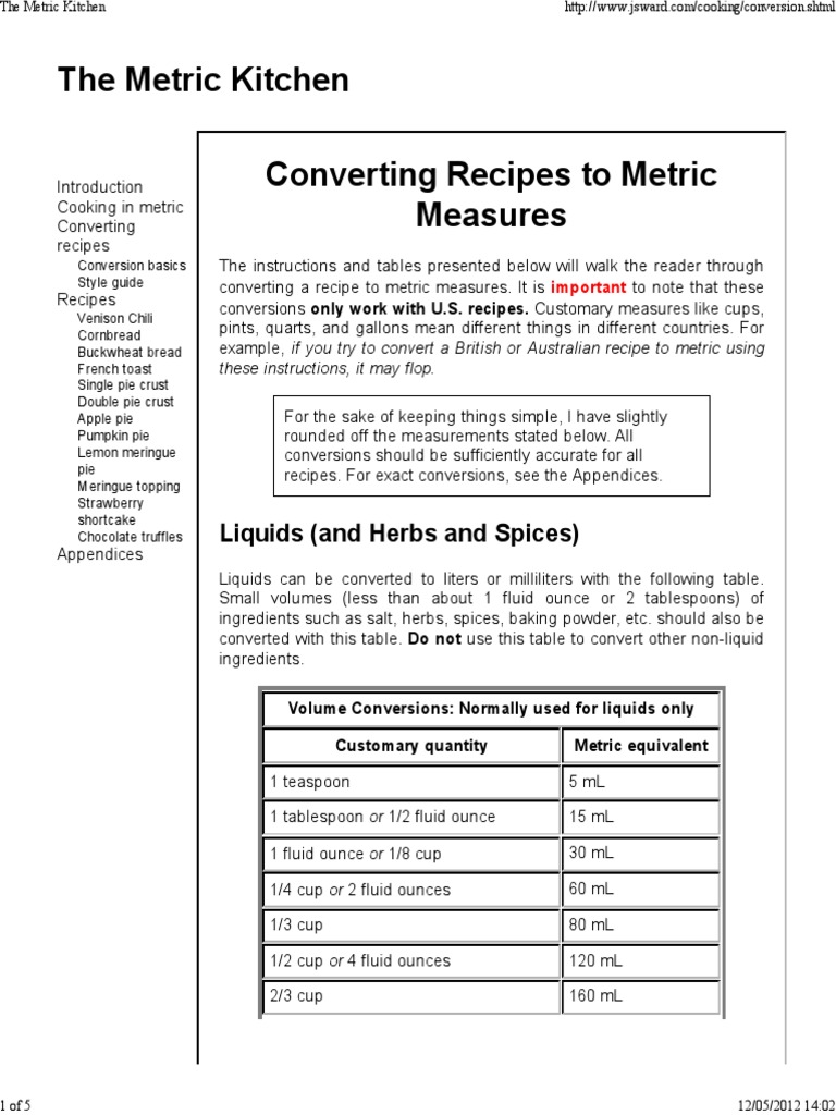The Metric Kitchen | PDF | Pint | Cooking