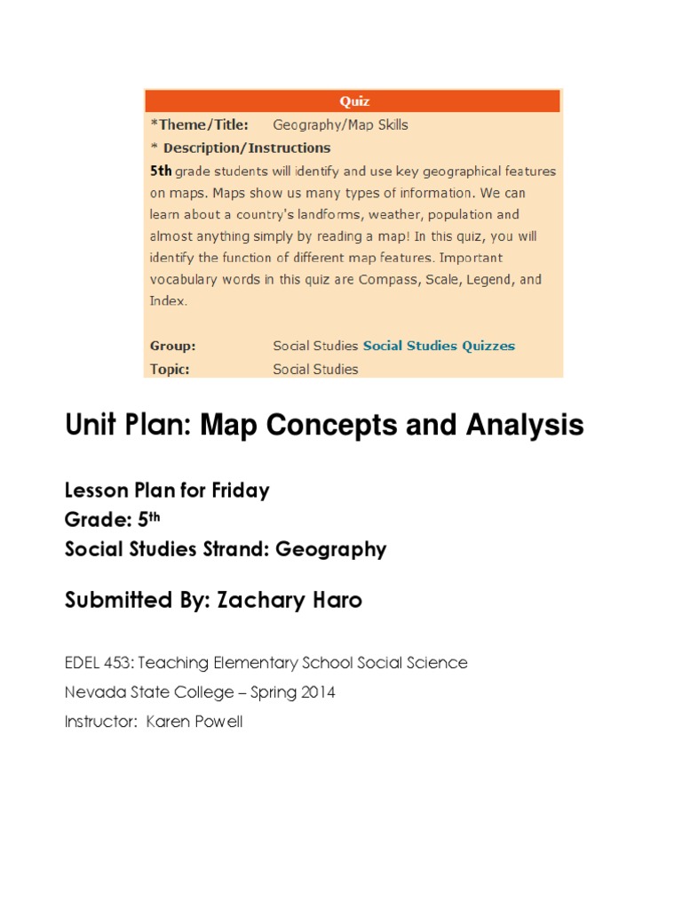 5th Grade Geography Map Lesson Plan | PDF | Map | Lesson Plan