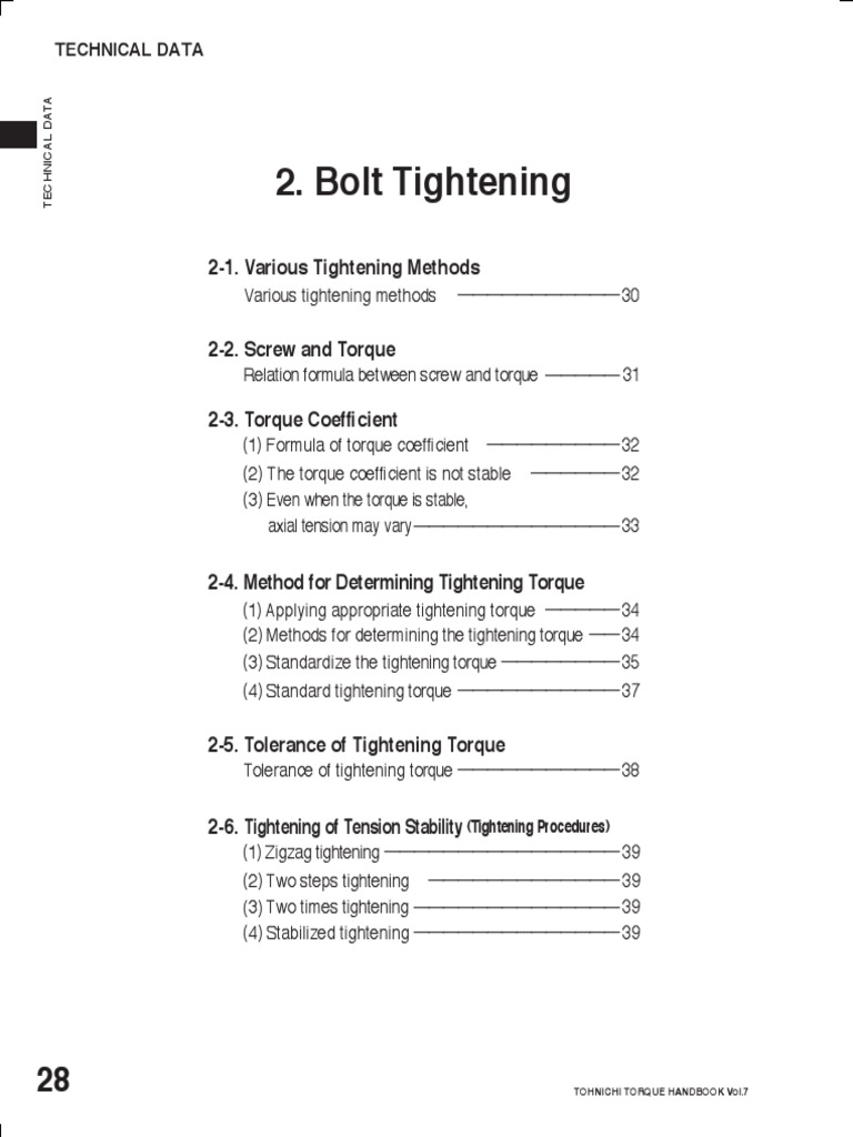 Bolt Tightening Handbook Technical Data | PDF | Screw | Nut (Hardware)