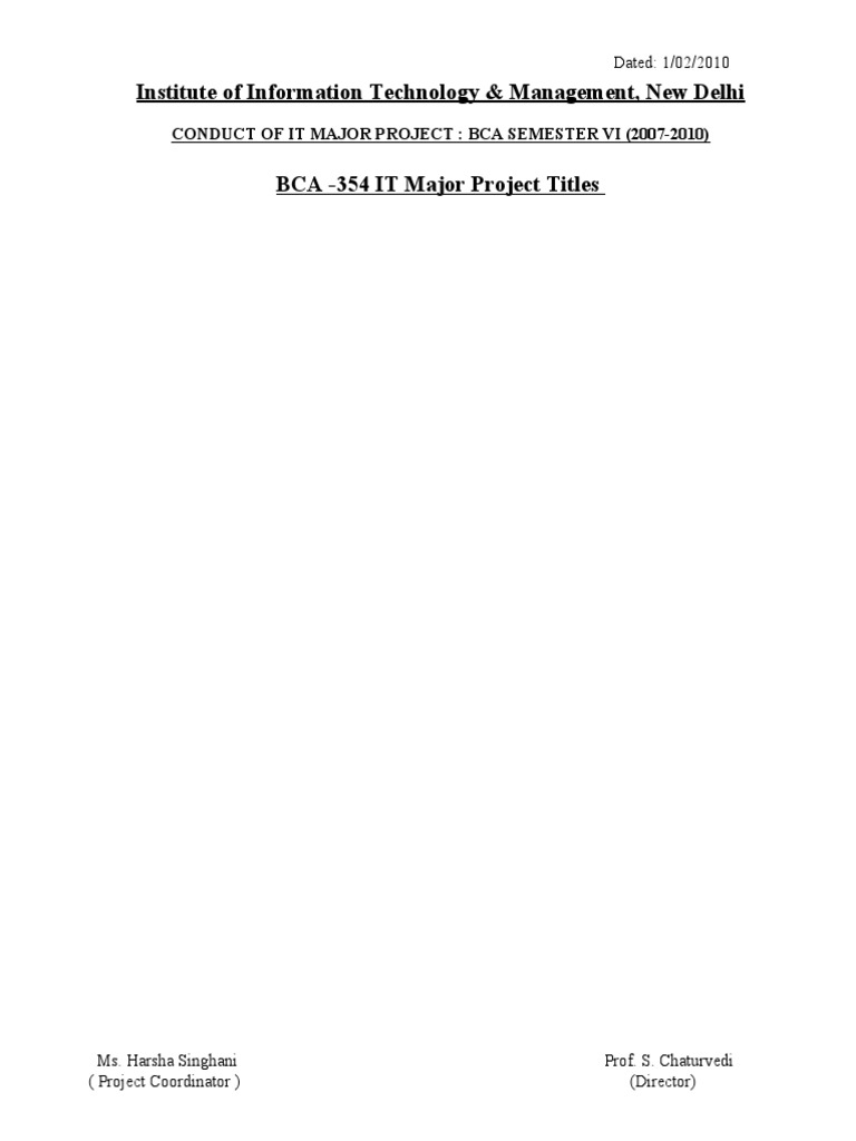 BCA IT Major Project Titles 2010 | PDF