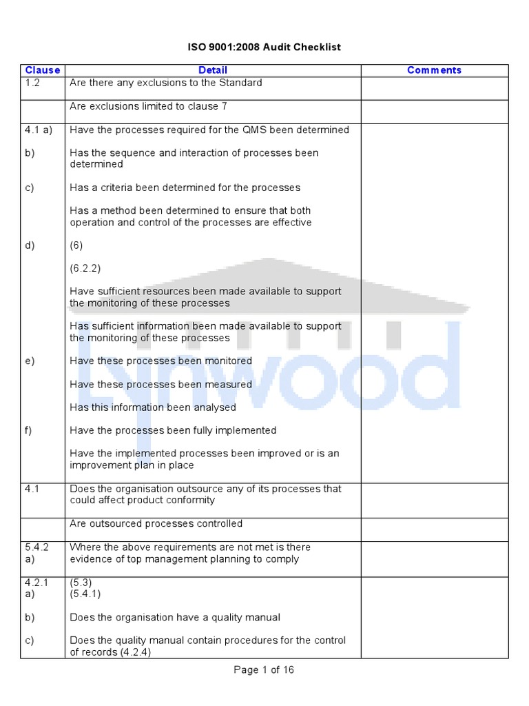 ISO 9001 Audit Checklist | PDF | Audit | Verification And Validation