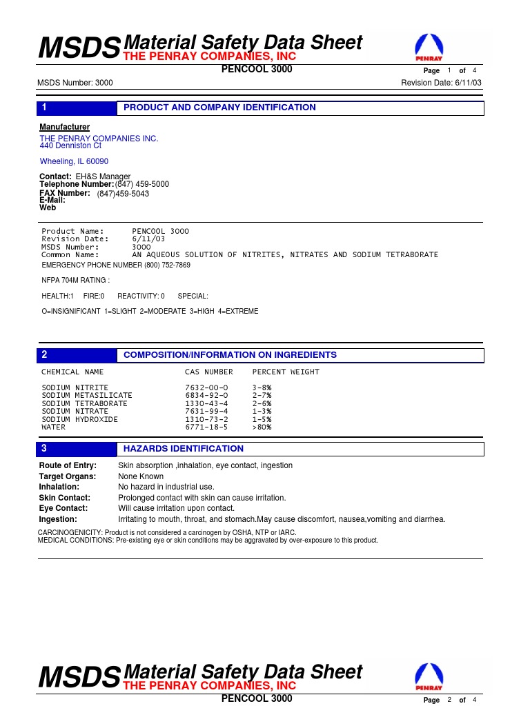 Penray - Pencool 3000 | PDF | Personal Protective Equipment | Chemistry