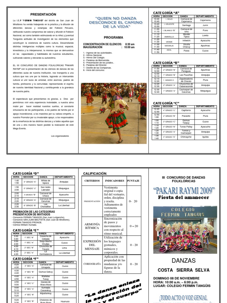 Programa Del Concurso de Danzas | PDF | Science | Ciencia y Tecnología