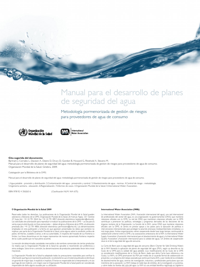 Manual para El Desarrollo de Planes de Seguridad Del Agua (PSA) | PDF | Organización Mundial de ...