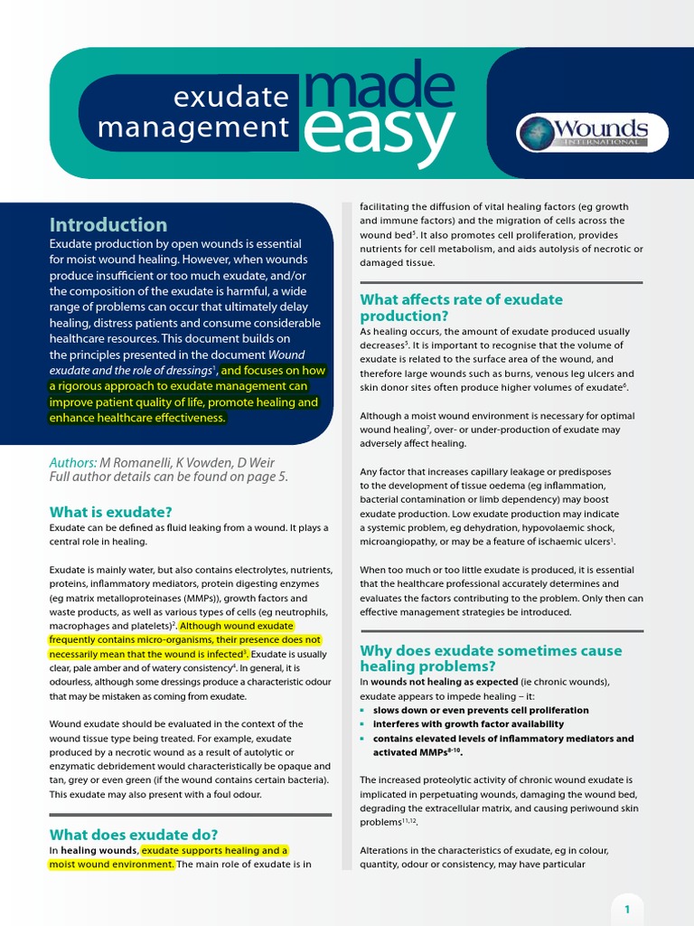 Exudate Management: What Affects Rate of Exudate Production? | PDF ...