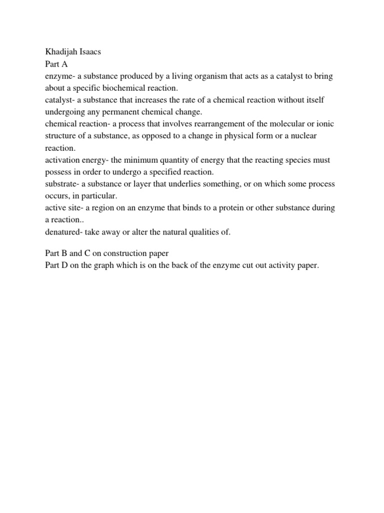 Enzyme Cut-Out Activity | PDF | Chemical Reactions | Enzyme