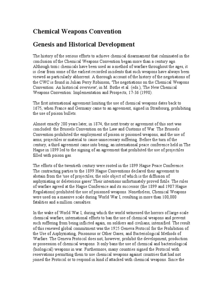 Chemical Weapons Convention | PDF | Chemical Weapon | Nuclear Disarmament