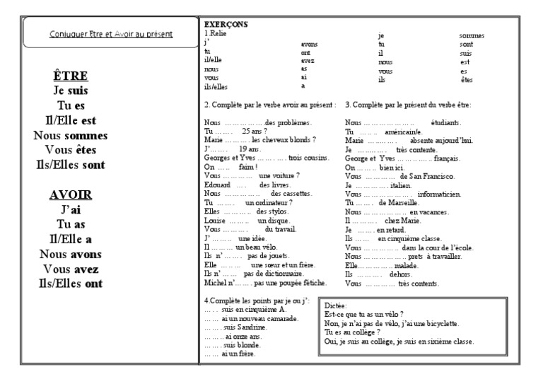 Avoir Et Etre Au Present | PDF | Des sports