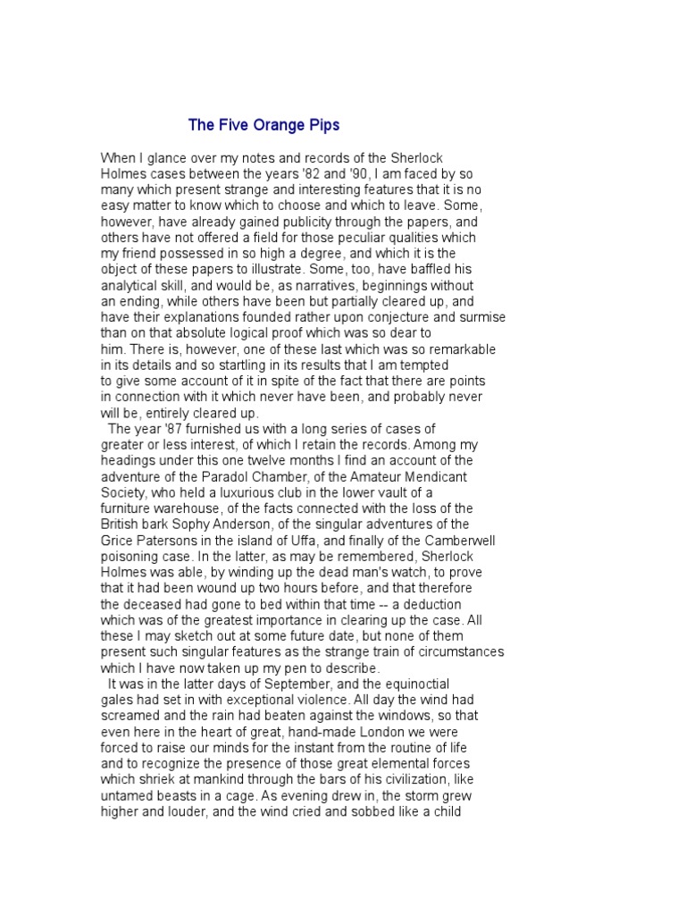 The Five Orange Pips | Download Free PDF | Nature