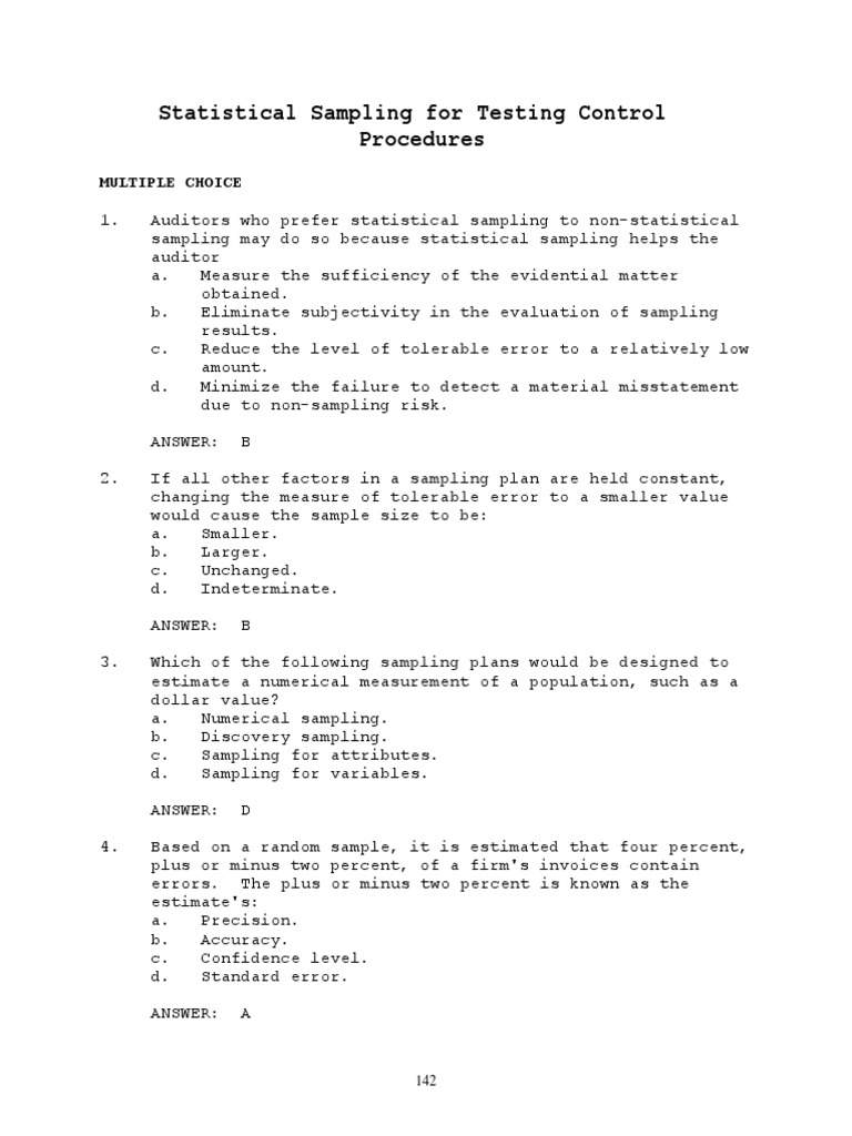 Ch09 - Statistical Sampling For Testing Control Procedures | Download ...