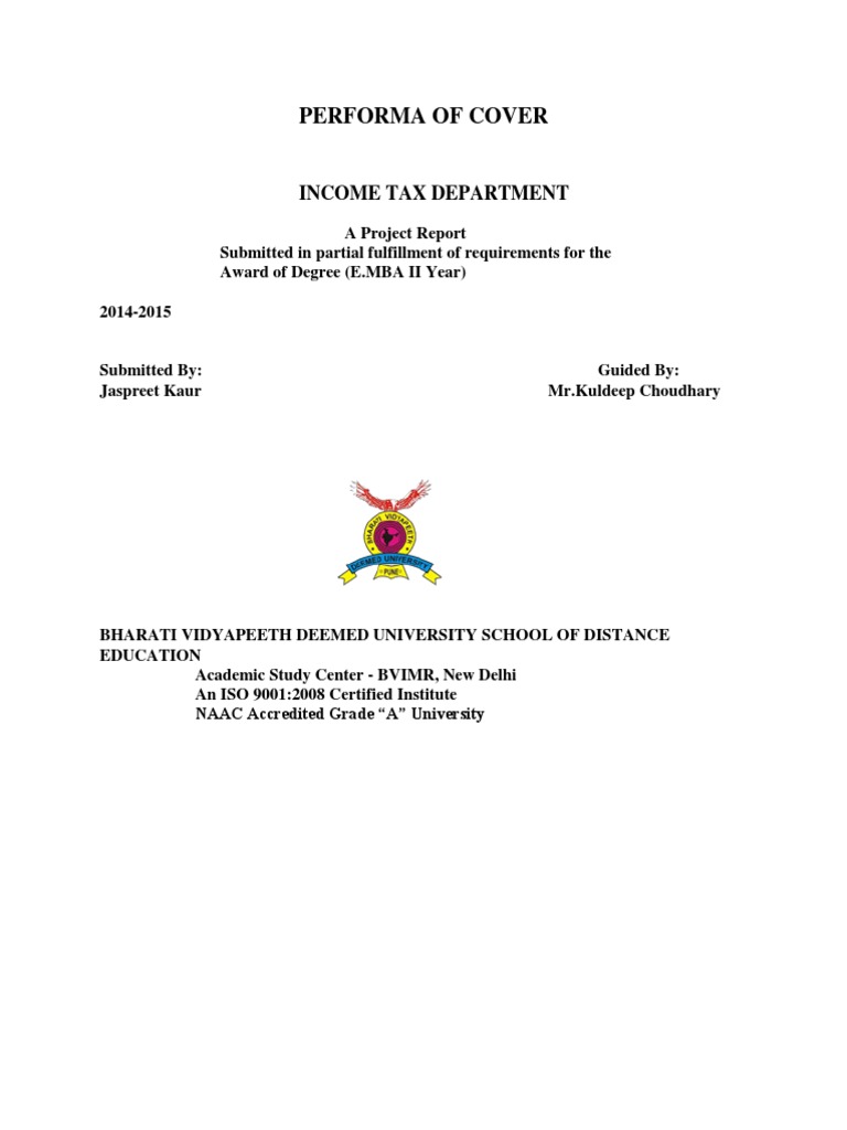 Performa of Cover: Income Tax Department | PDF | Paint | Masonry