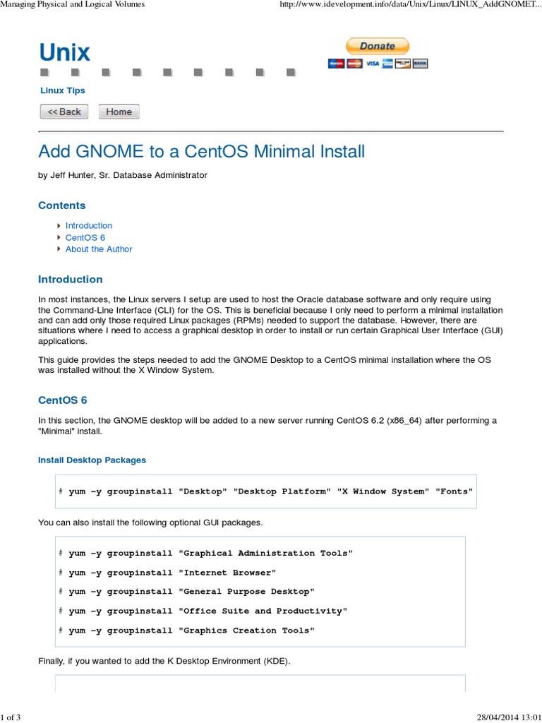 Add GNOME Desktop to CentOS Minimal Install | PDF | Desktop Environment ...