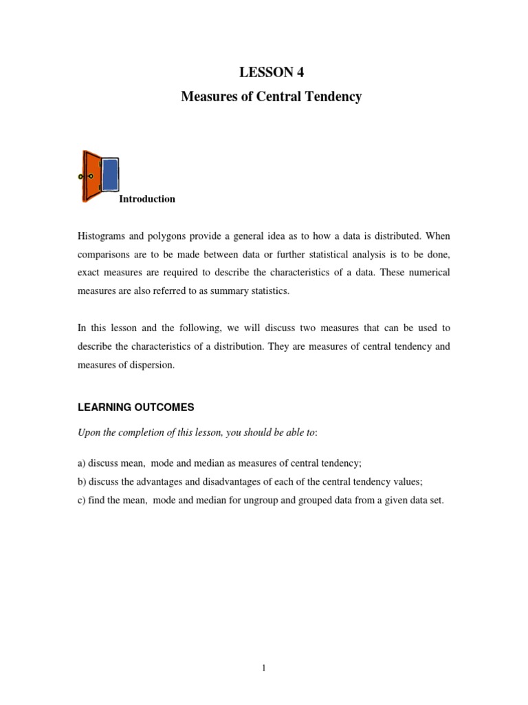 Lesson 4 Measure of Central Tendency | PDF | Mode (Statistics ...
