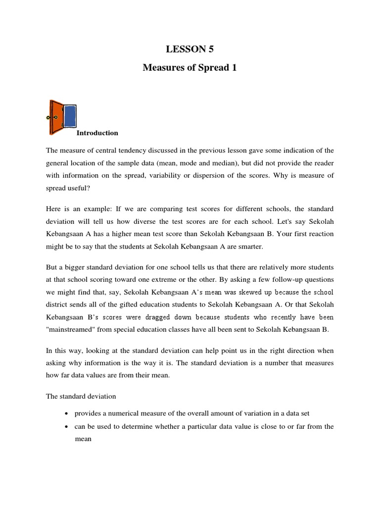 Lesson 5 Measure of Spread 1 | PDF | Quartile | Median