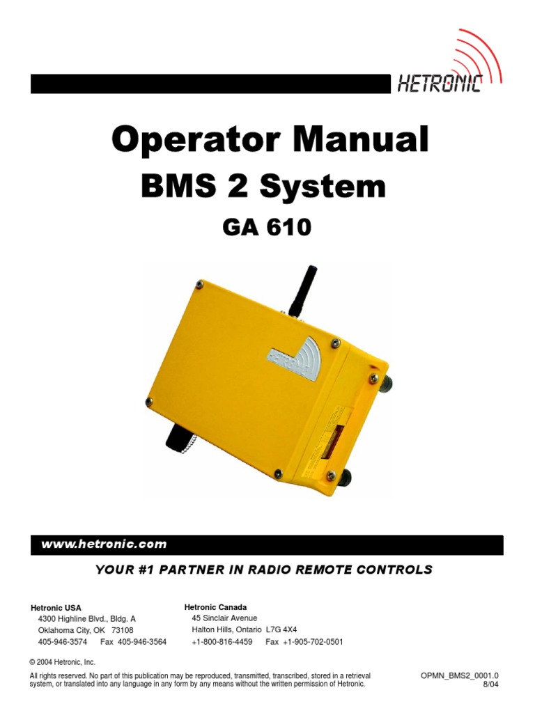 Operator Manual Hectronic Remote Control | PDF | Electrical Connector ...