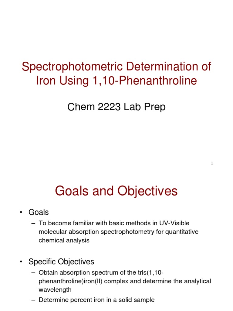 Spectrophotometric Iron Analysis with Phenanthroline | PDF ...