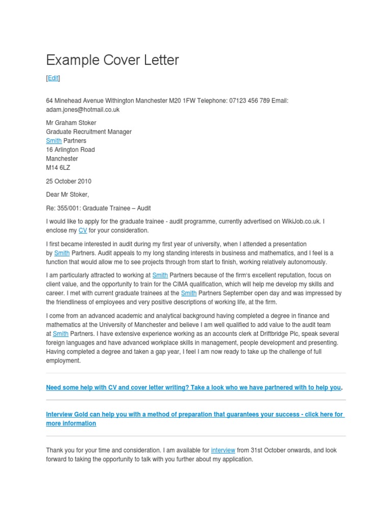 Example Cover Letter | PDF | Business | Labour