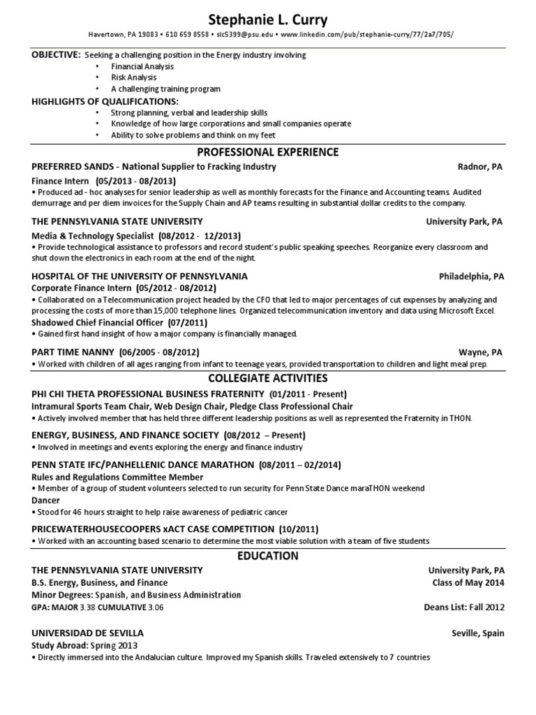 Stephanie Curry Resume | PDF