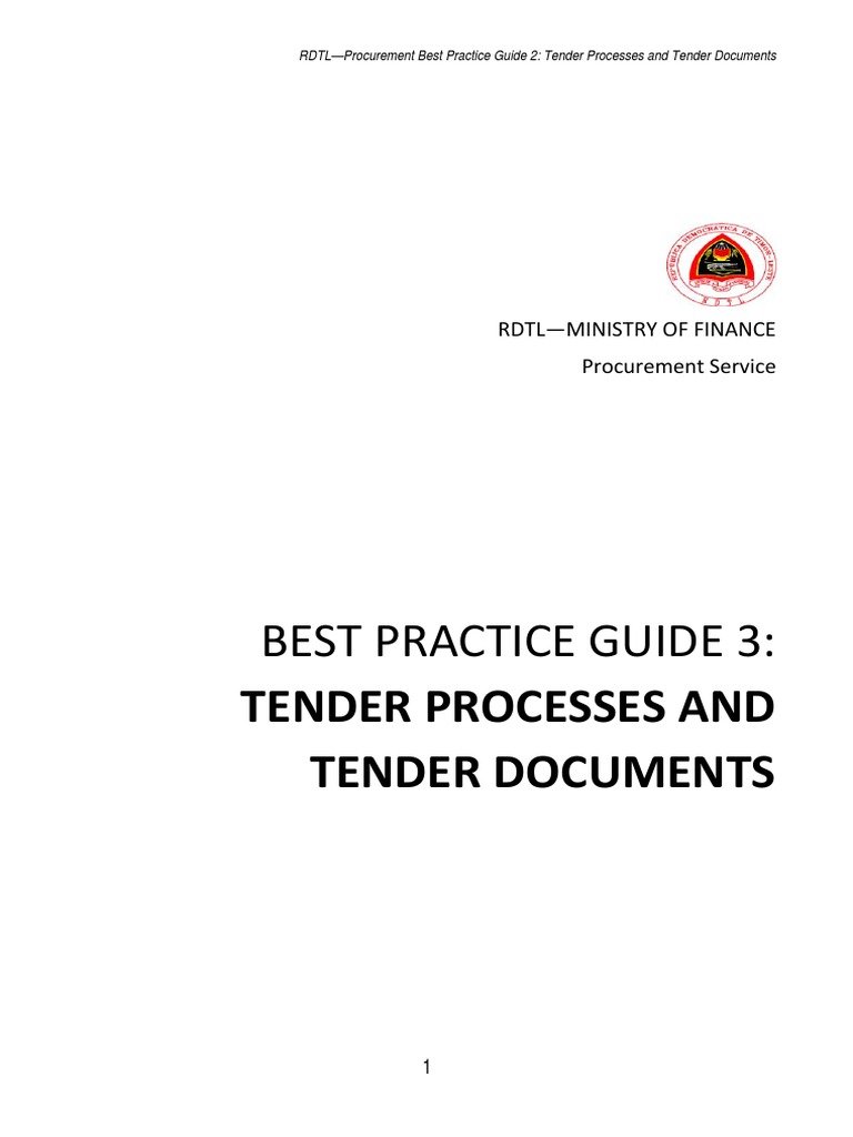 3 Procurement Best Practice Guideline Tender Process en | PDF