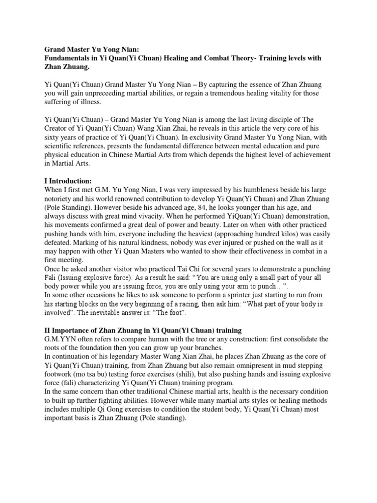 Grand Master Yu Yong Nian | PDF | Chinese Martial Arts | East Asian ...