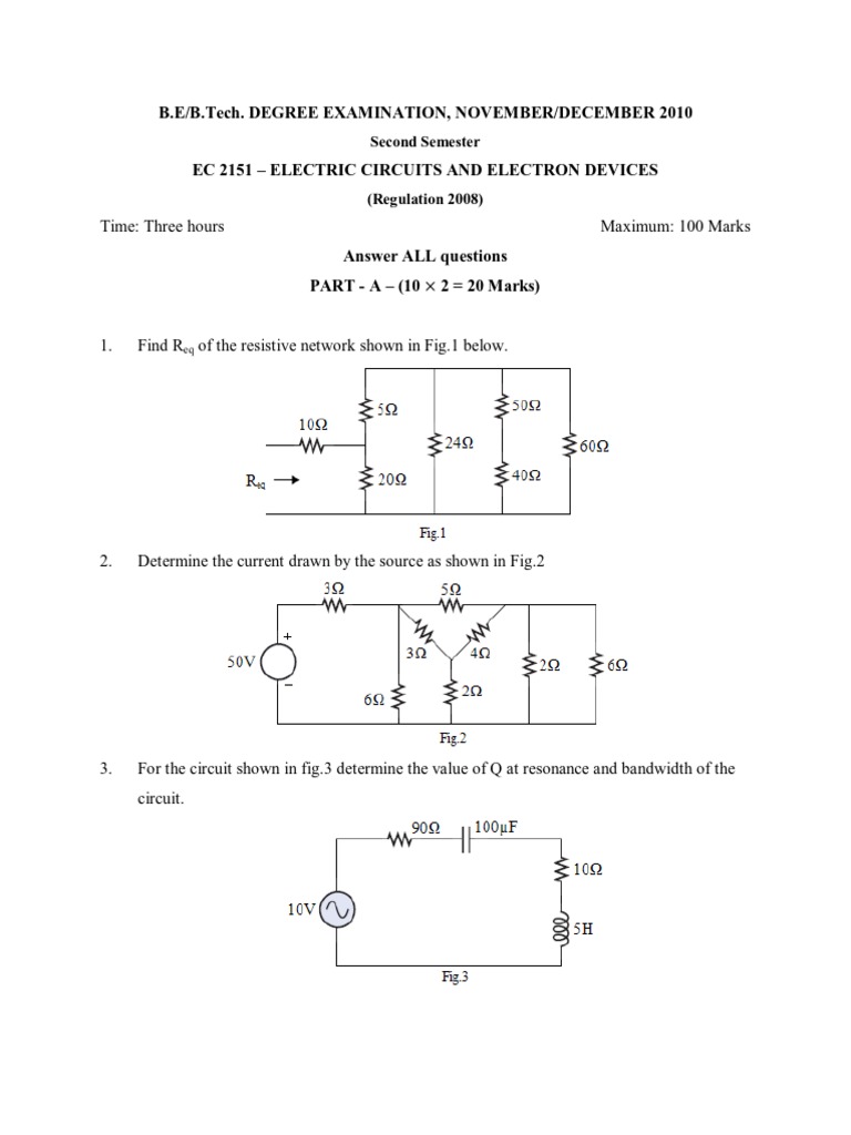 EDC Question-Papers Complete Set | PDF | Electrical Network | Series And Parallel Circuits