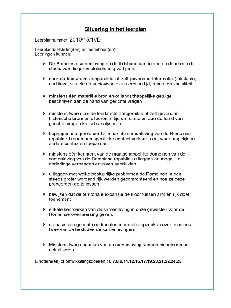 Situering in Het Leerplan | PDF