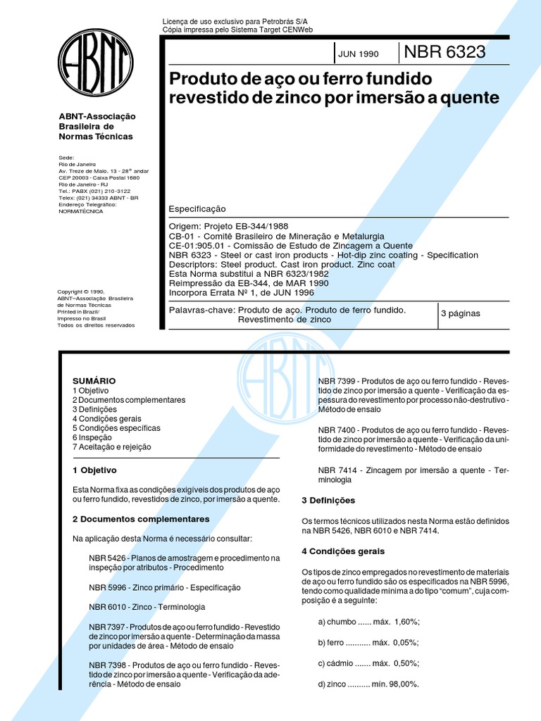 NBR 6323 | Download grátis PDF | Zinco | Corrosão