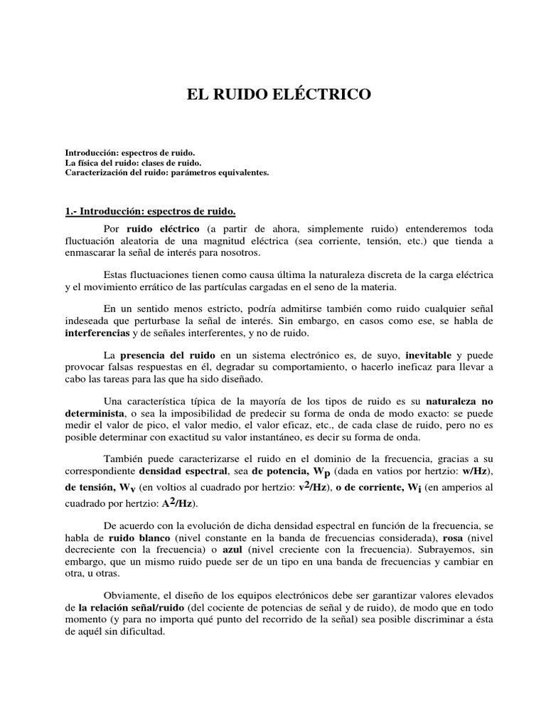 Tipos de Ruidos Electricos | PDF | Resistencia Eléctrica y Conductancia ...