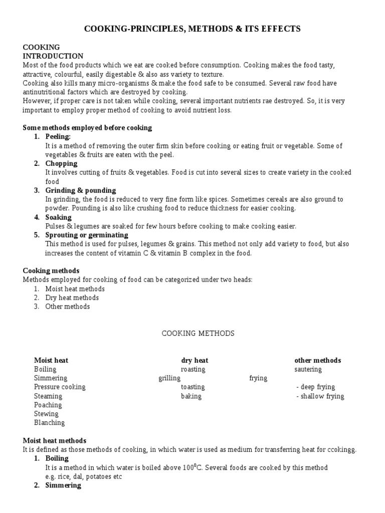 Cooking-Principles, Methods & Its Effects | PDF | Cooking | Roasting