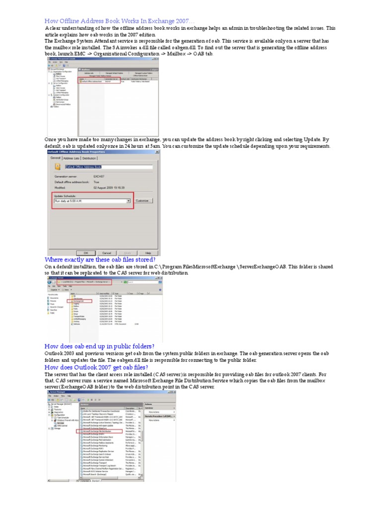 Understanding Offline Address Book in Exchange 2007 | PDF | Microsoft ...