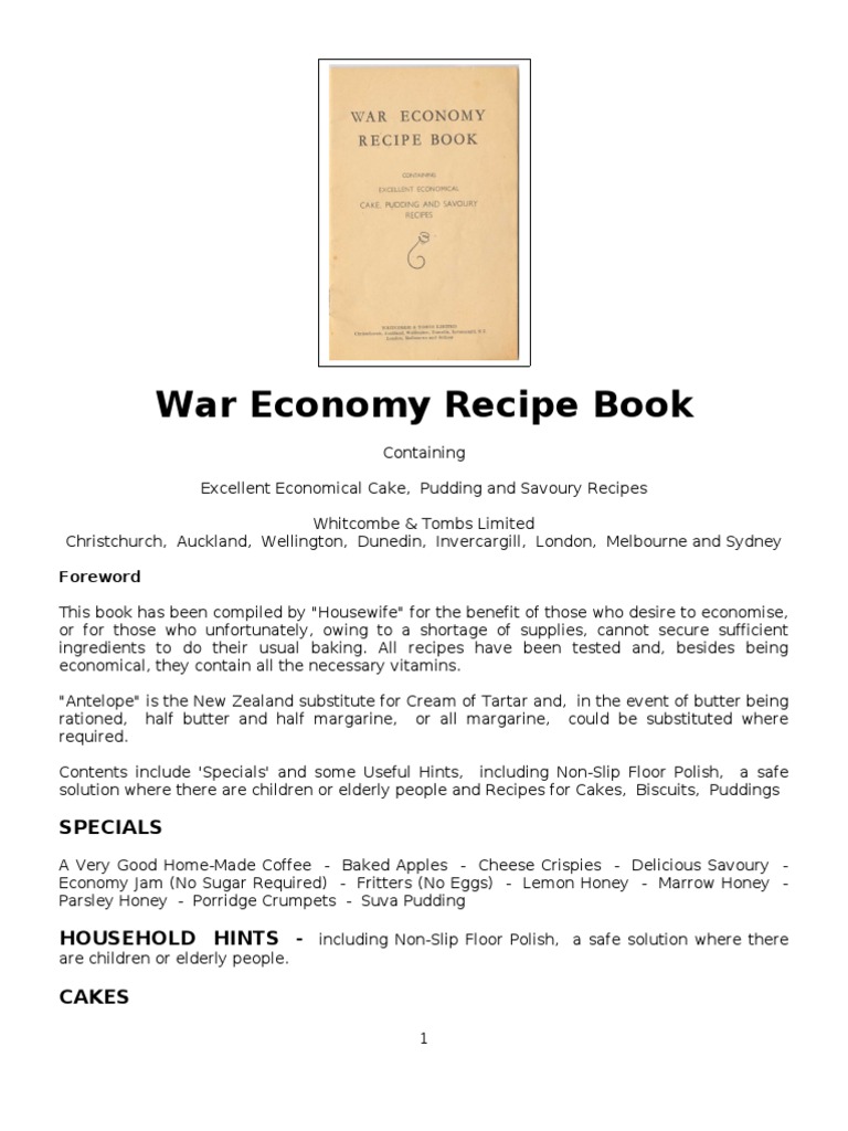 War Economy Recipe Book | PDF | Biscuit | Pudding