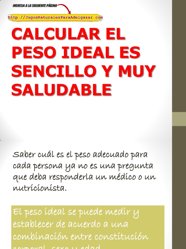 Calcular El Peso Ideal Es Sencillo y Muy Saludable | PDF | Índice de ...