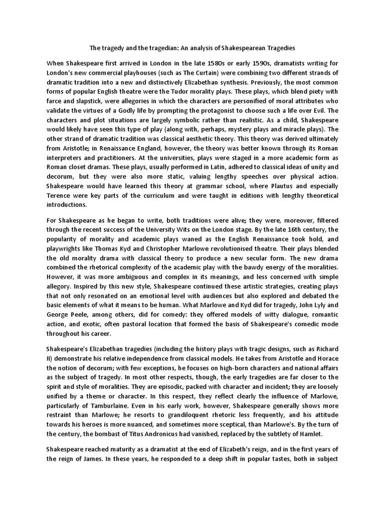 The Tragedy and The Tragedian | PDF | William Shakespeare | Tragedy