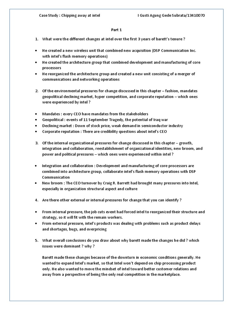 Tugas Intel Case Study | PDF | Intel | Microprocessor